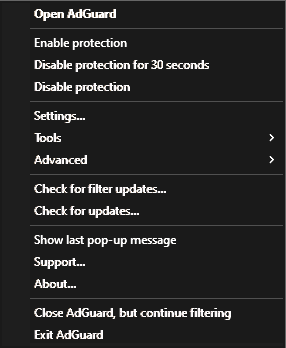 Add dark theme for tray icon context menu · Issue #4310 · AdguardTeam/AdguardForWindows · GitHub