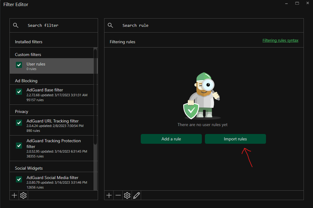 Export and import websites feature in the `Blocklist` and `Allowlist ...