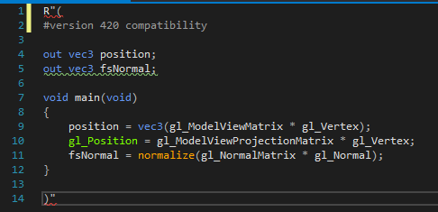 Using Raw string literal breaks GLSL highlighting. · Issue #35 ...