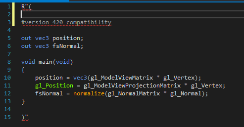Using Raw string literal breaks GLSL highlighting. · Issue #35 · danielscherzer/GLSL · GitHub