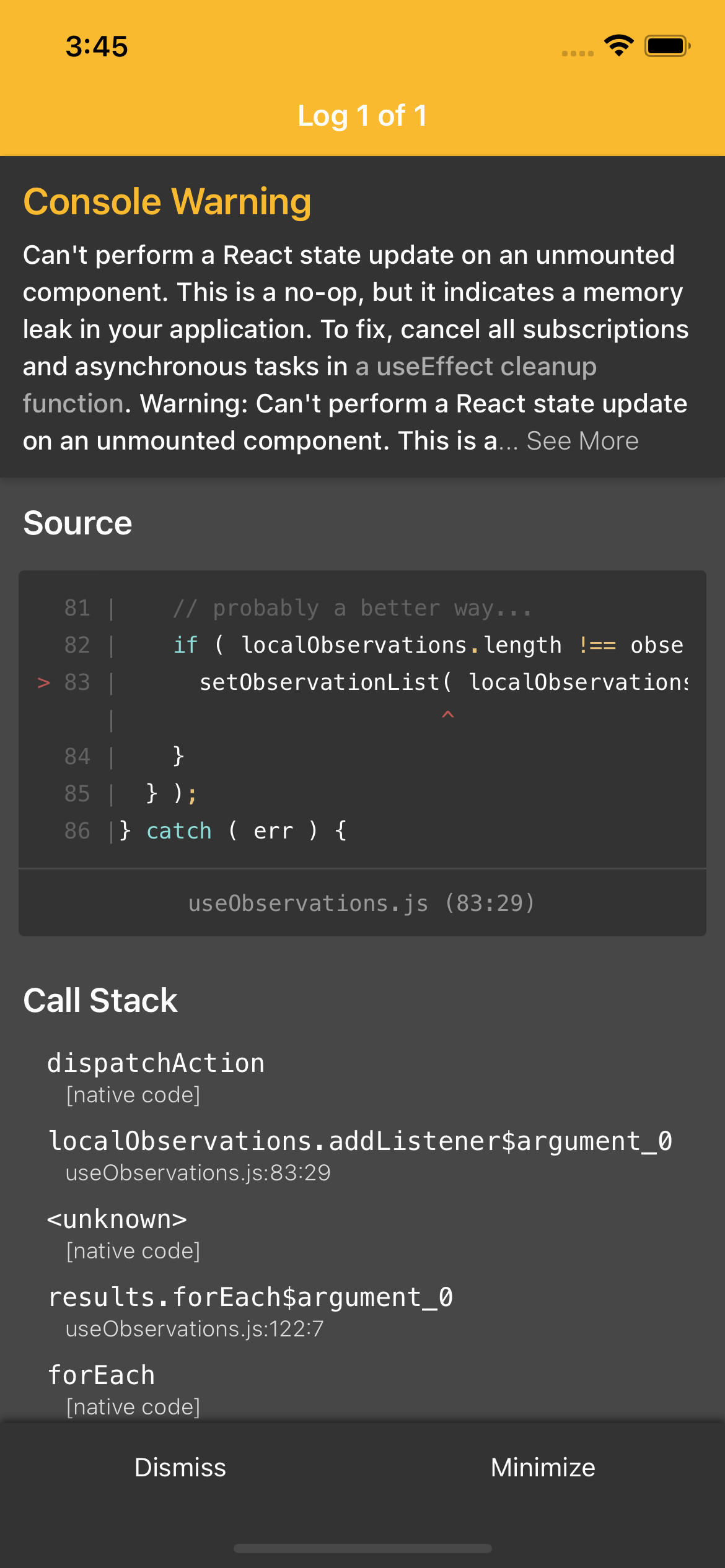 Updating an unmounted component, My Observations · Issue #138 · inaturalist ...
