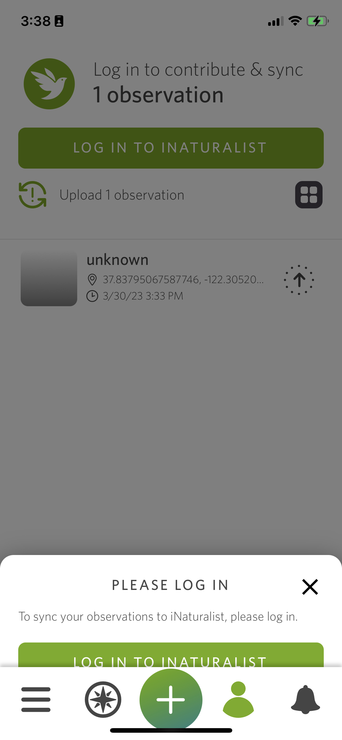 LoginSheet appears below tab navigation · Issue #561 · inaturalist/iNaturalistReactNative · GitHub