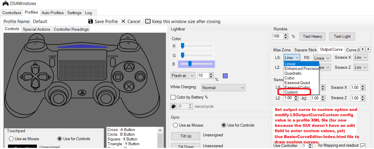 Customizable output curve functionality with a graphical web app to ...