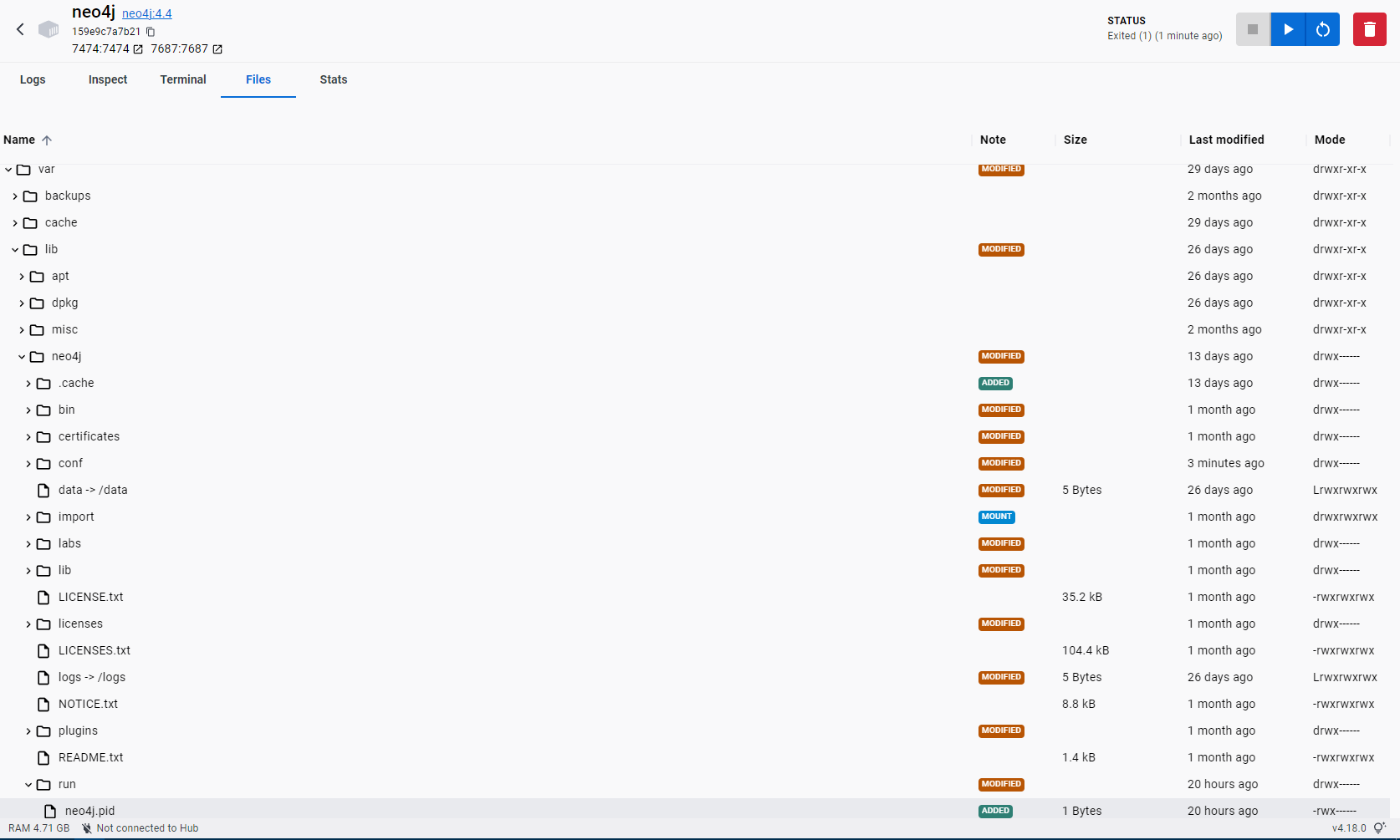 Neo4j container fails to start on next Docker startup if Docker engine was shut down while Neo4j ...