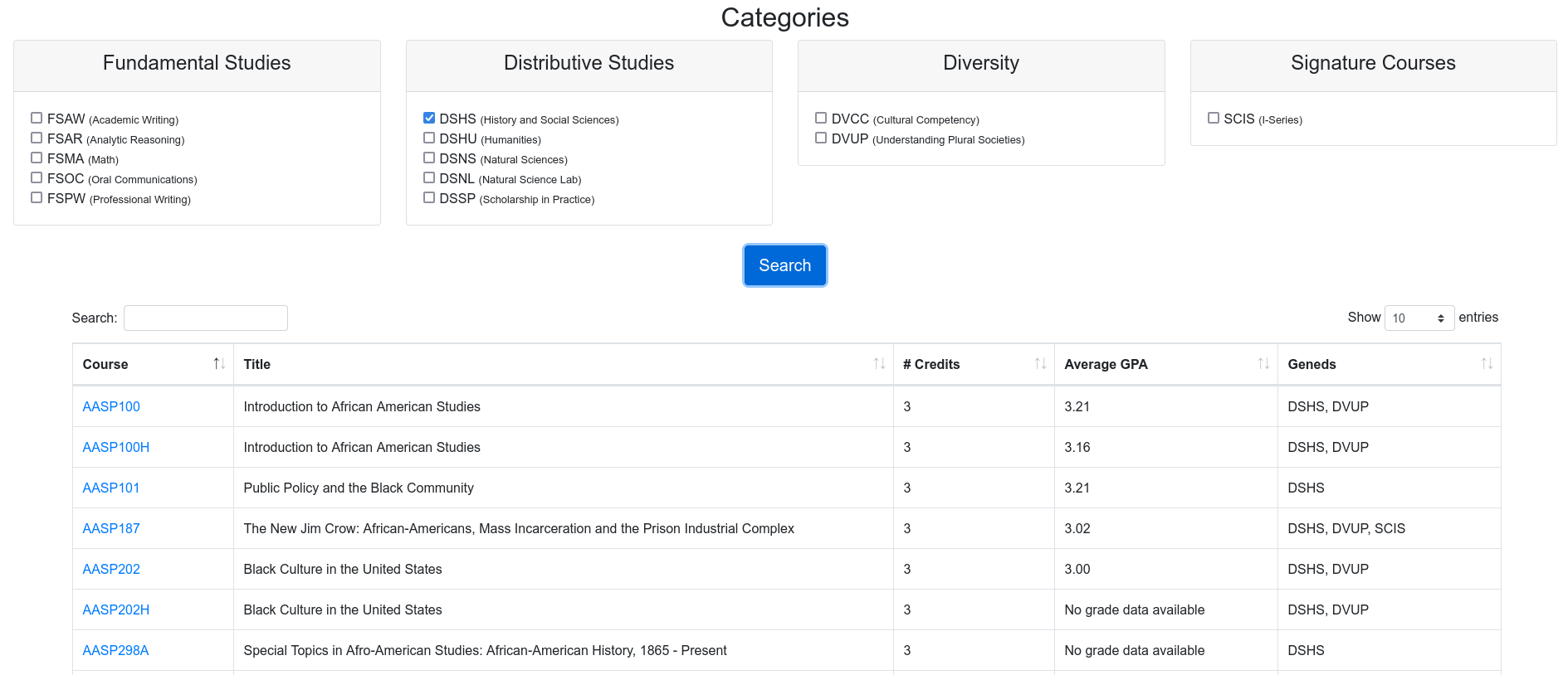 Geneds results table: add ability to select how many rows are displayed per page · Issue #34 ...