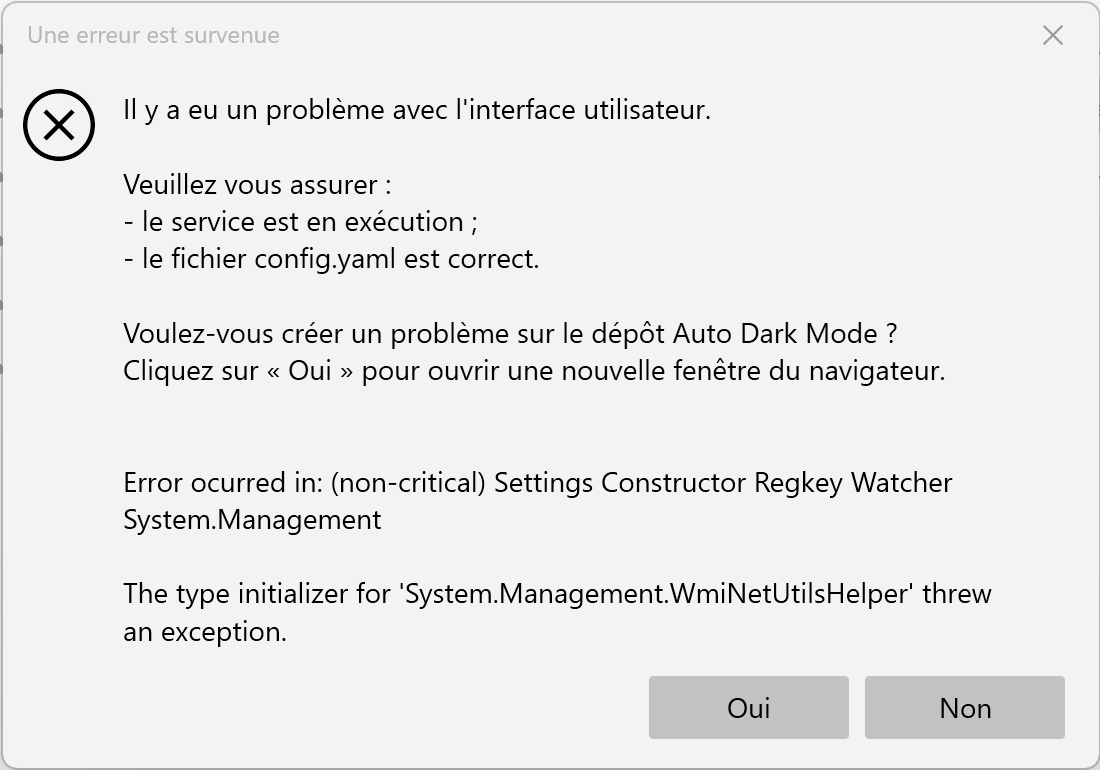 Systemmanagement Error On Latest Build · Issue 660 · Autodarkmodewindows Auto Night Mode · Github