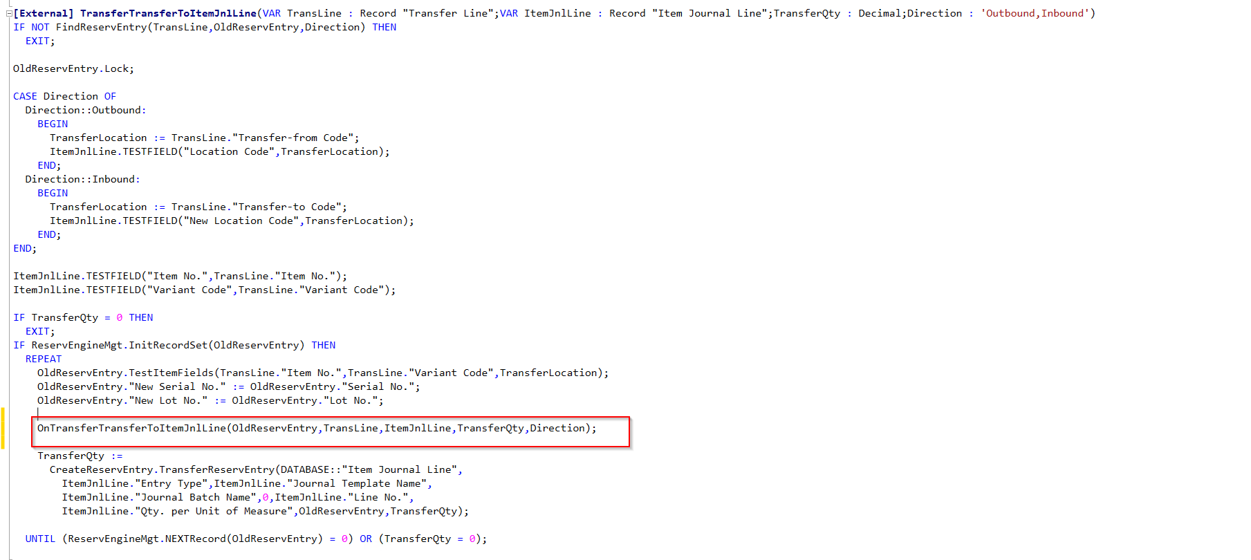 Codeunit 99000836 Event In Transfertransfertoitemjnlline Function · Issue 2284 · Microsoftal