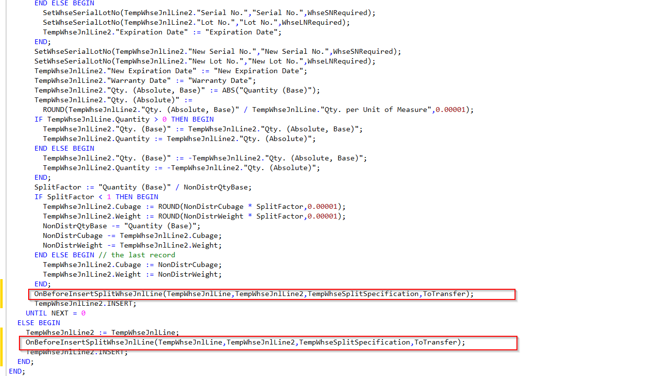 OnBeforeInsertSplitWhseJnlLine Event in Codeunit 6500 · Issue #2322 · microsoft/AL · GitHub