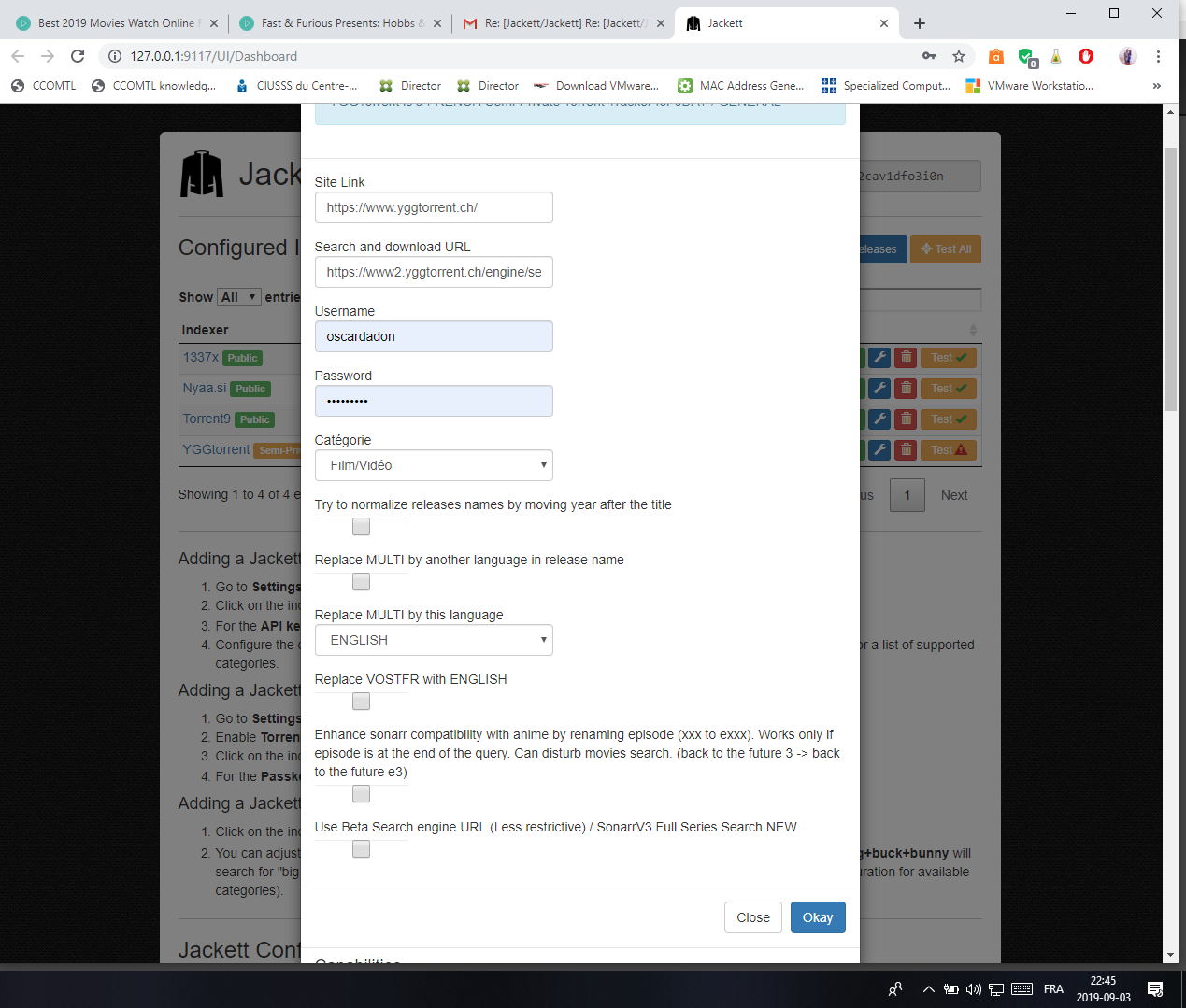 Re: [Jackett/Jackett] [yggtorrent] Exception (yggtorrent): URI non valide : Impossible d ...