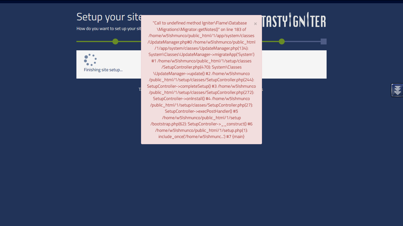 installation error · Issue #288 · tastyigniter/TastyIgniter · GitHub