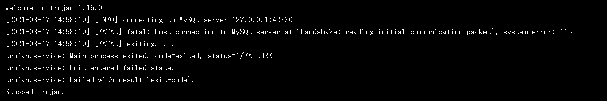 服务器启动trojan失败,这是什么问题 · Issue #520 · Jrohy/trojan · GitHub