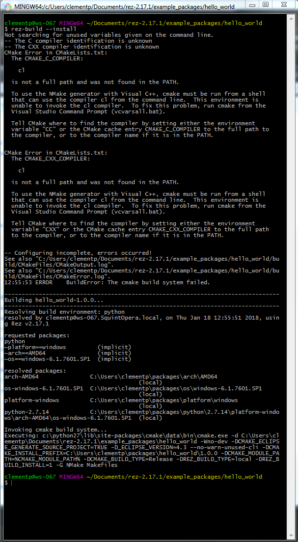 working 'getting started' guide for windows · Issue #469 · AcademySoftwareFoundation/rez · GitHub