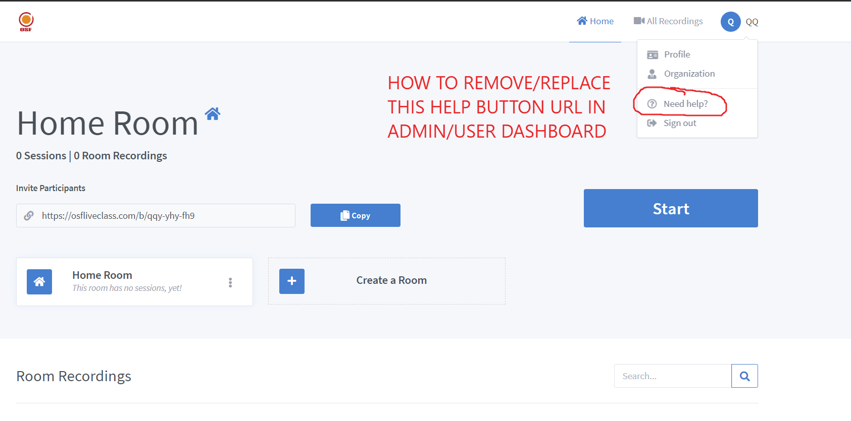 Remove Help URL In Admin/User Dashboard · Issue #1597 · bigbluebutton/greenlight · GitHub