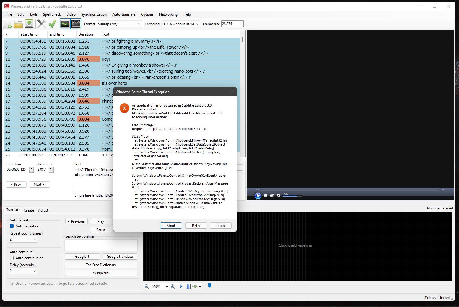 Copy Text error · Issue #5491 · SubtitleEdit/subtitleedit · GitHub