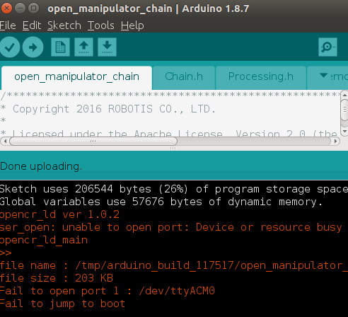 Unable to control Open manipulator via OpenCR · Issue #82 · ROBOTIS-GIT/open_manipulator · GitHub