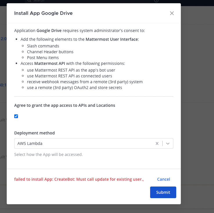 App re-installs throw error related to pre-existing bot · Issue #423 · mattermost/mattermost ...