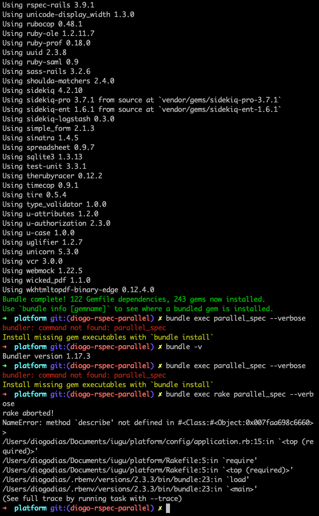 Rake Aborted Nameerror Method `describe Not Defined · Issue 802 · Grosser Parallel Tests