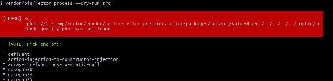 "config/set/code-quality.php" was not found (and all others too) · Issue #4278 · rectorphp ...