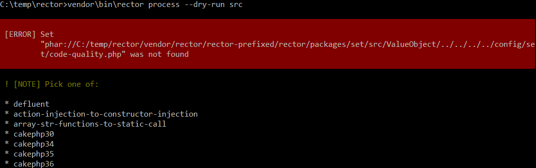 "config/set/code-quality.php" was not found (and all others too) · Issue #4278 · rectorphp ...