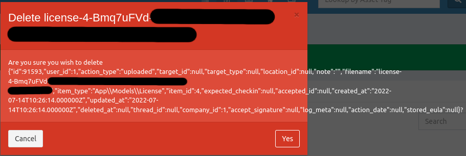 Delete license file upload UI format/object instead of filename · Issue #11507 · snipe/snipe-it ...