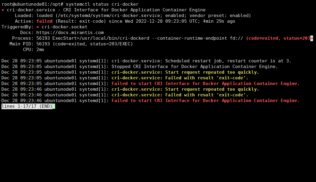 Fail To Start Cri Docker · Issue 145 · Mirantiscri Dockerd · Github