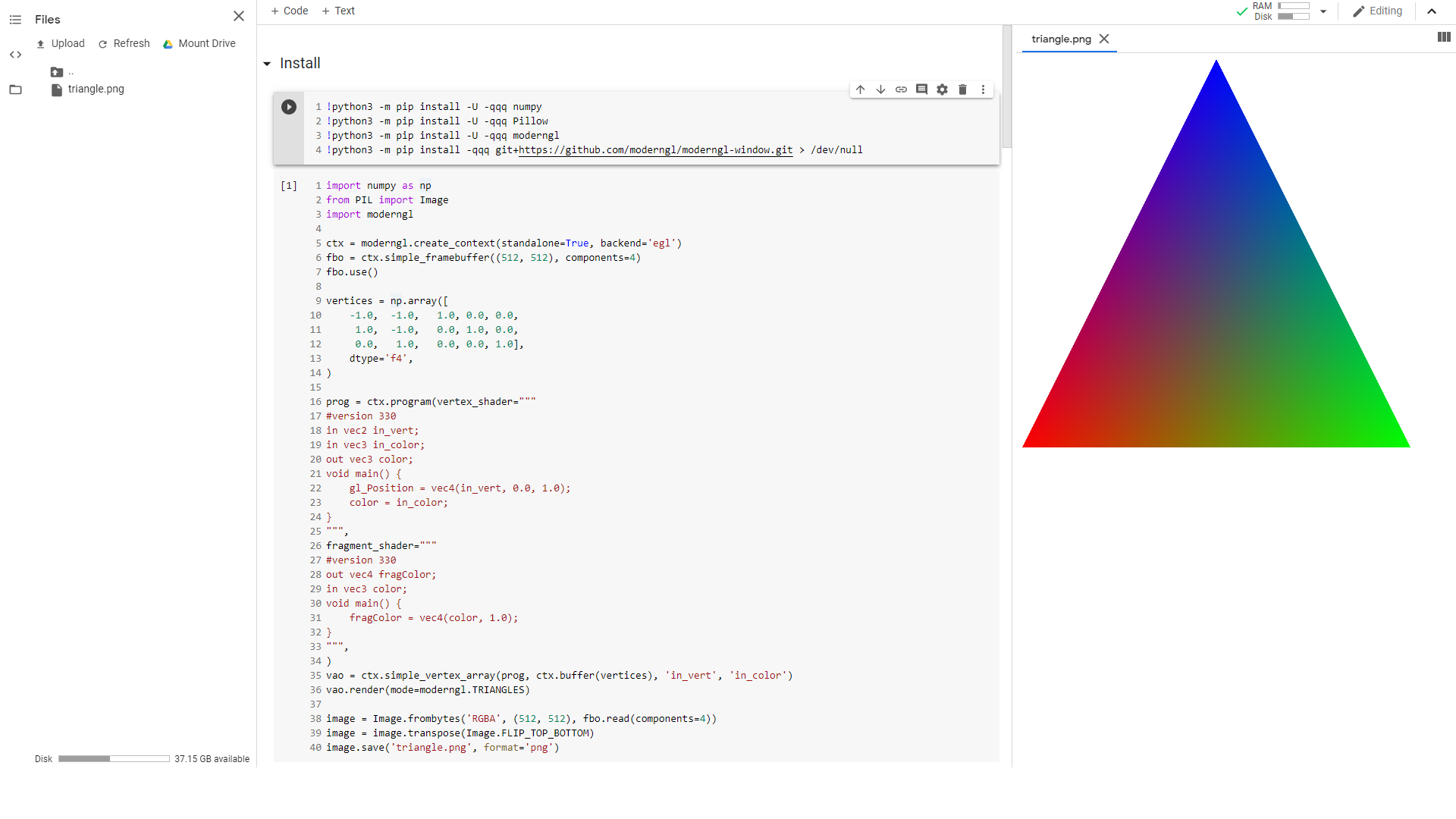 Error running moderngl in Colab. · Issue #392 · moderngl/moderngl · GitHub