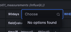 InfluxDB: InfluxQL initially show no options at "select measurement ...