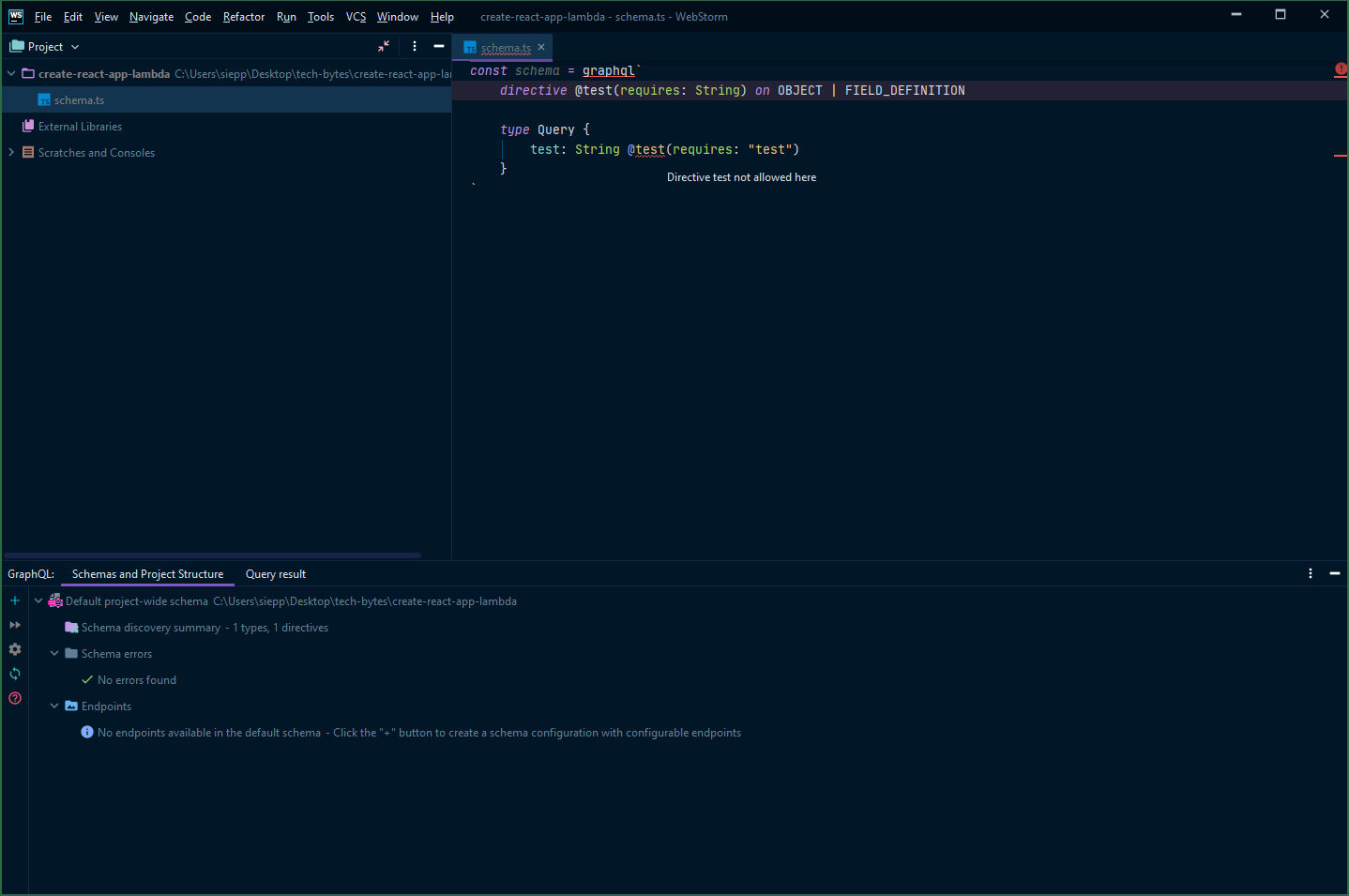 Directive Not Allowed Here · Issue 353 · Jetbrainsjs Graphql Intellij Plugin · Github