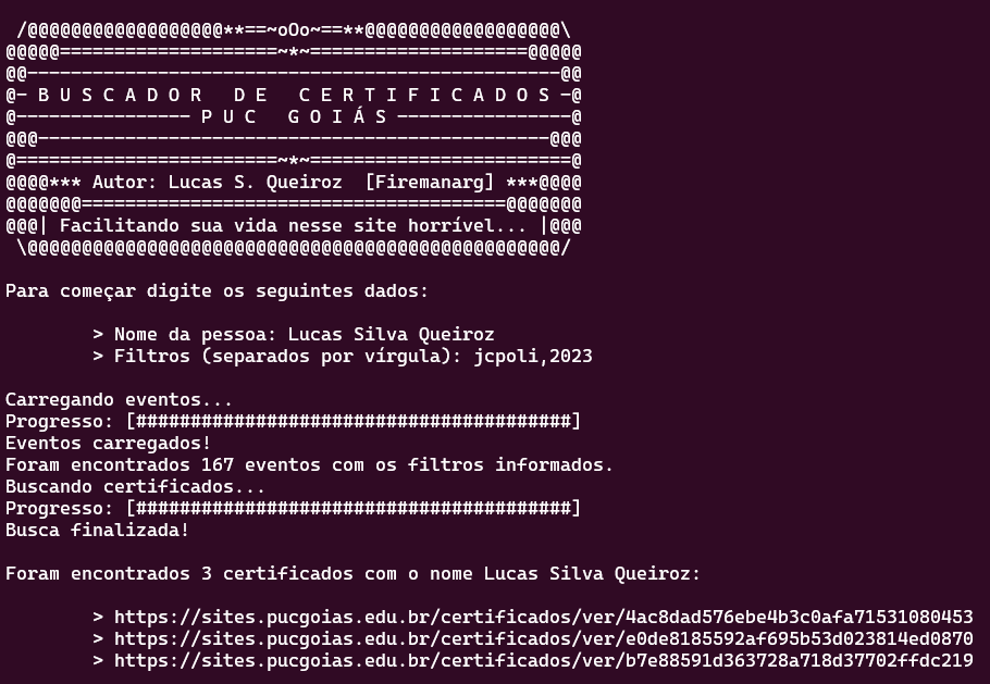 GitHub - Firemanarg/busca-certificados-pucgo: Script buscador de certificados, criado com o ...