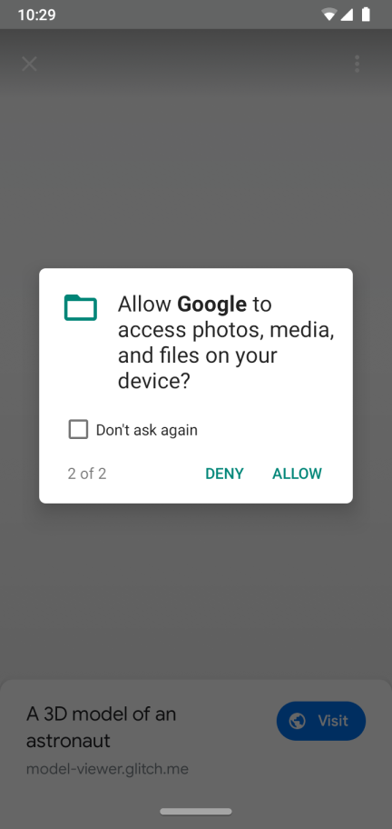 Remove unnecessary permissions from AR mode · Issue #1417 · google/model-viewer · GitHub