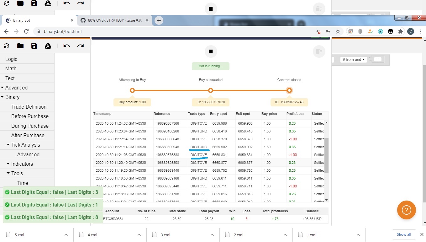 80% OVER STRATEGY · Issue #3071 · binary-com/binary-bot · GitHub