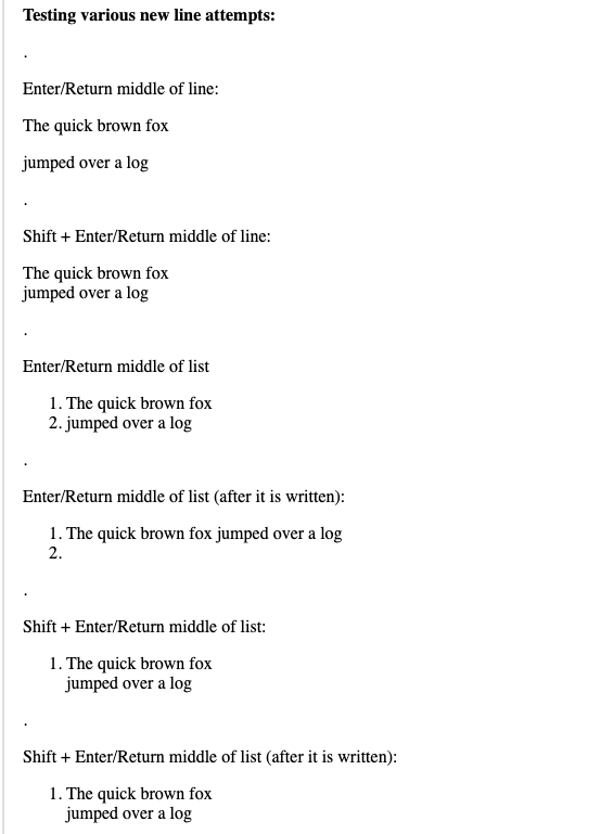 Markdown editor: Hitting enter in the middle of a numbered line ...