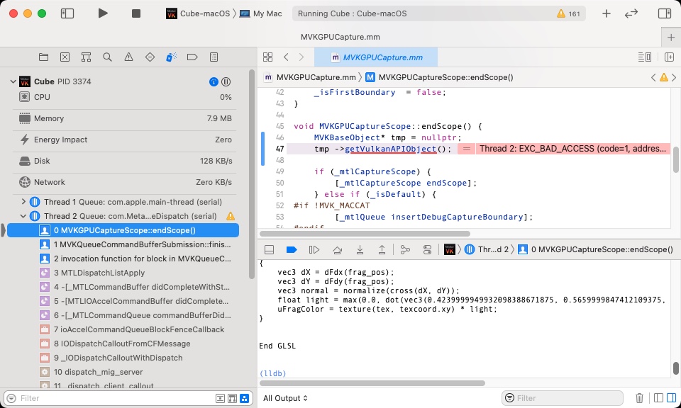 Crashes on com.Metal.CompletionQueueDispatch thread · Issue #1178 · KhronosGroup/MoltenVK · GitHub