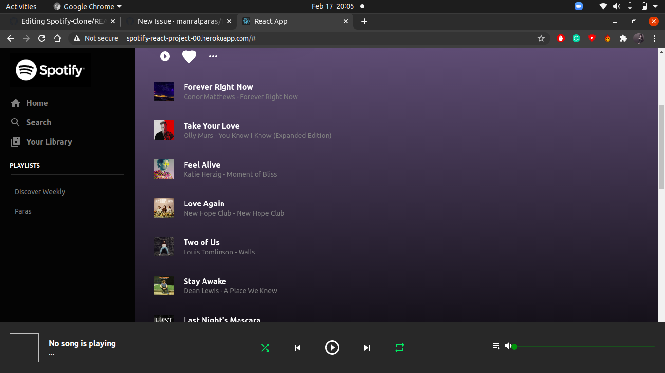 GitHub - manralparas/Spotify-Clone: Use React Js and Spotify Web api to ...