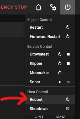 Reboot button of Host Control results in an error at the next start · Issue #1196 · mainsail ...