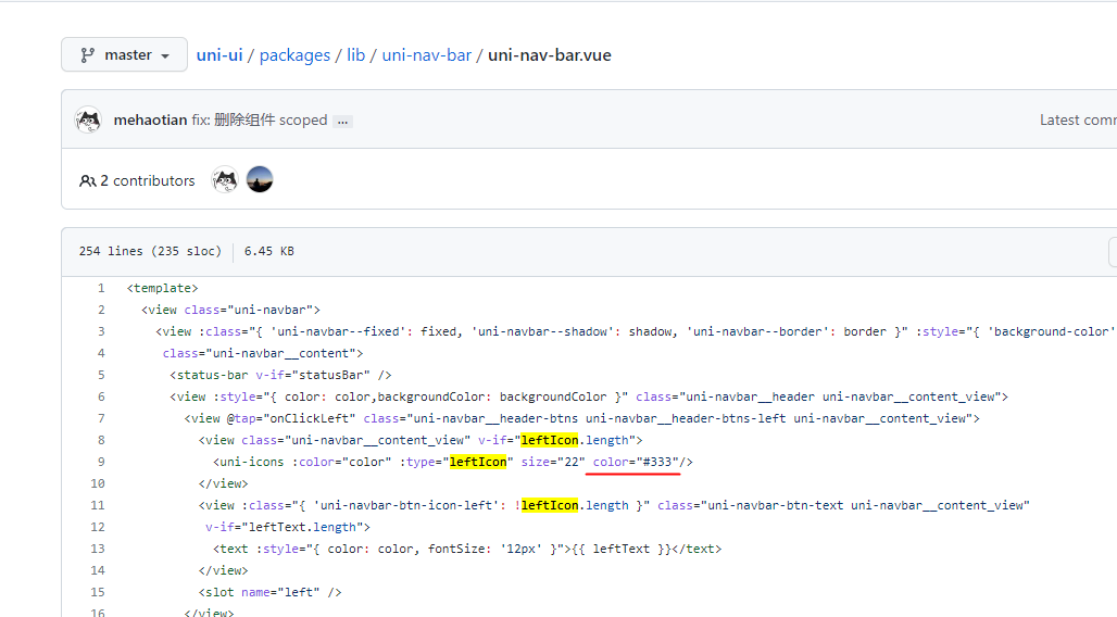 left icon 颜色不能被修改，总是显示#333，即使为uni-nav-bar添加了color属性 · Issue #430 · dcloudio/uni-ui · GitHub