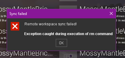 Remote workspace sync failed. Exception caught during execution of rm command · Issue #304 ...