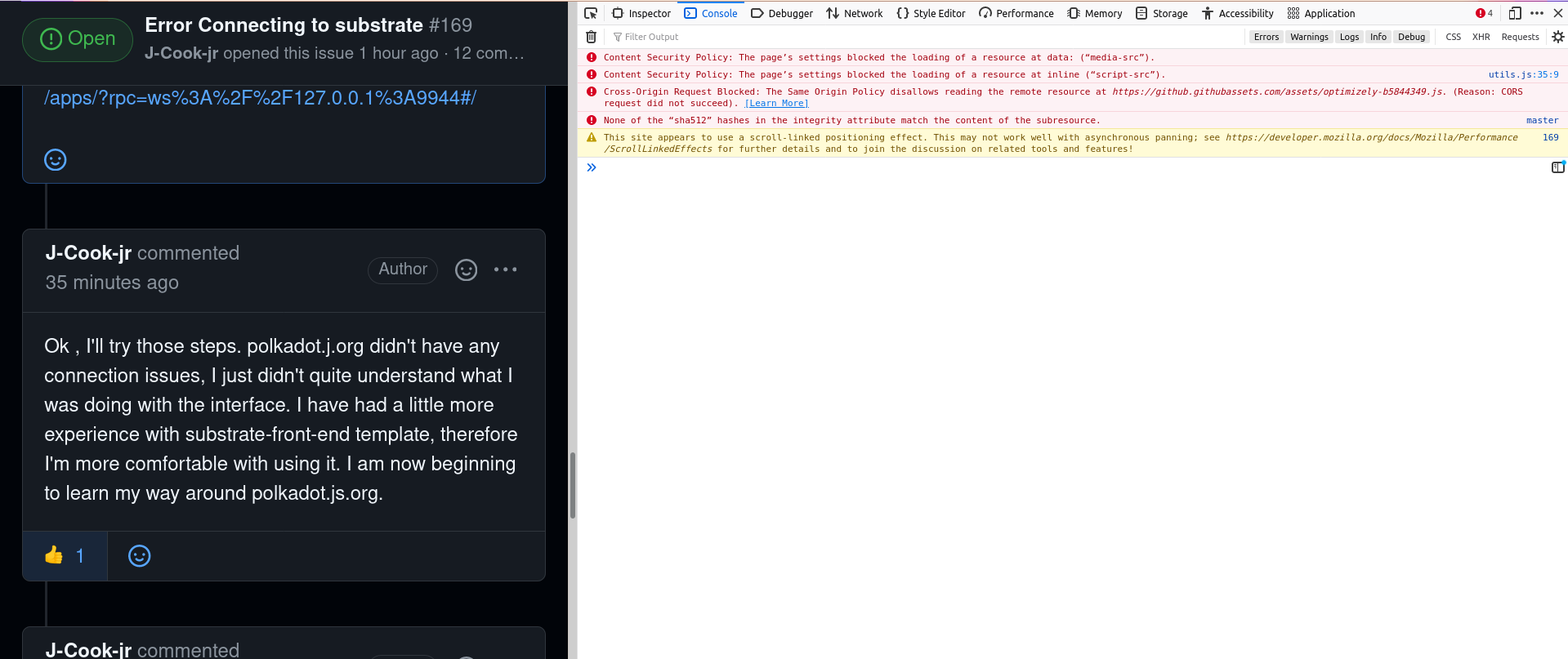 Error Connecting to substrate · Issue #169 · jimmychu0807/substrate-front-end-template · GitHub