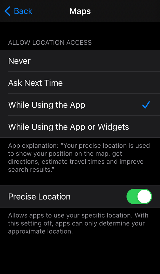 getCurrentPosition slow if Precise Location is set to Off on iOS 14 · Issue #214 · Agontuk/react ...
