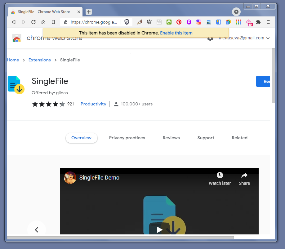 = SingleFile Disabled in Chrome/Brave? = · Issue #895 · gildas-lormeau/SingleFile · GitHub