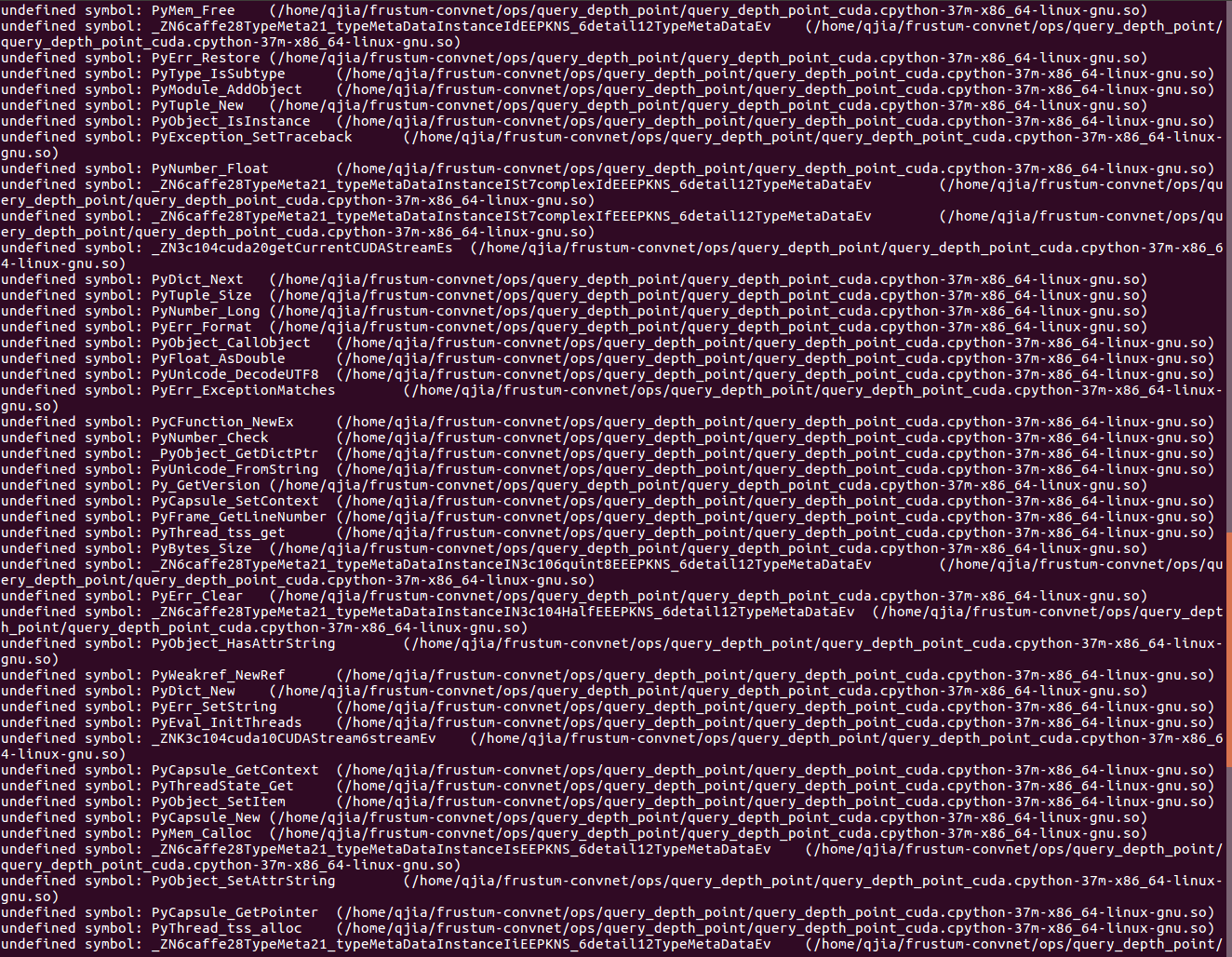 many undenfined symbol after bash make.sh · Issue #23 · Gorilla-Lab-SCUT/frustum-convnet · GitHub