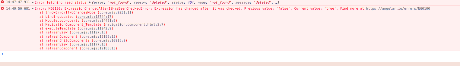 Angular's `ExpressionChangedAfterItHasBeenCheckedError` exception in Reports and Contacts tabs ...