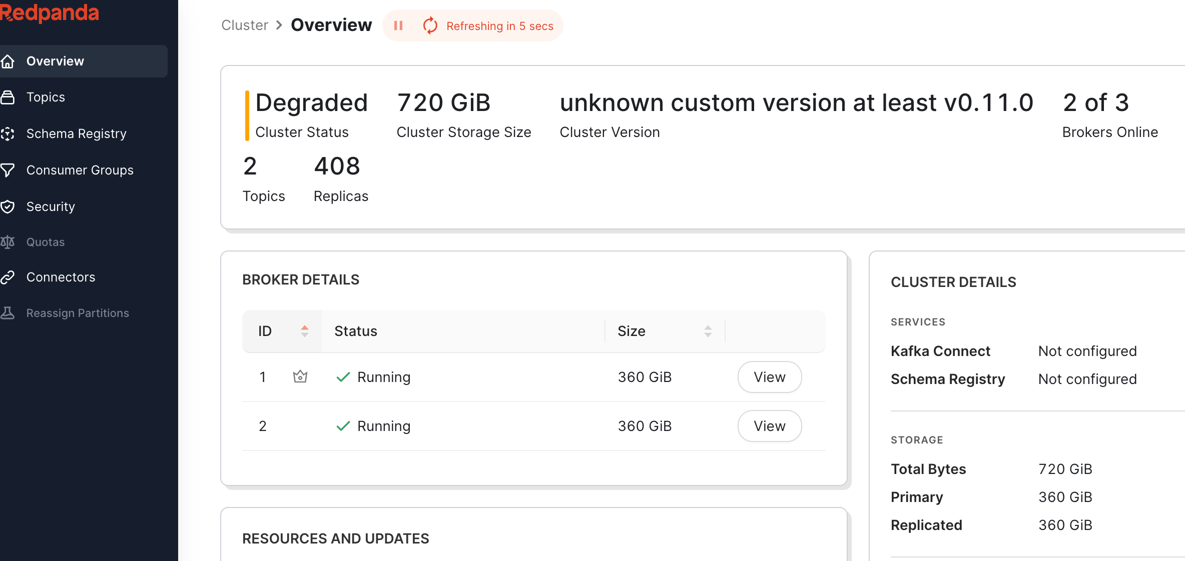 Cluster Degraded, but all brokers are work well. · Issue #14793 · redpanda-data/redpanda · GitHub