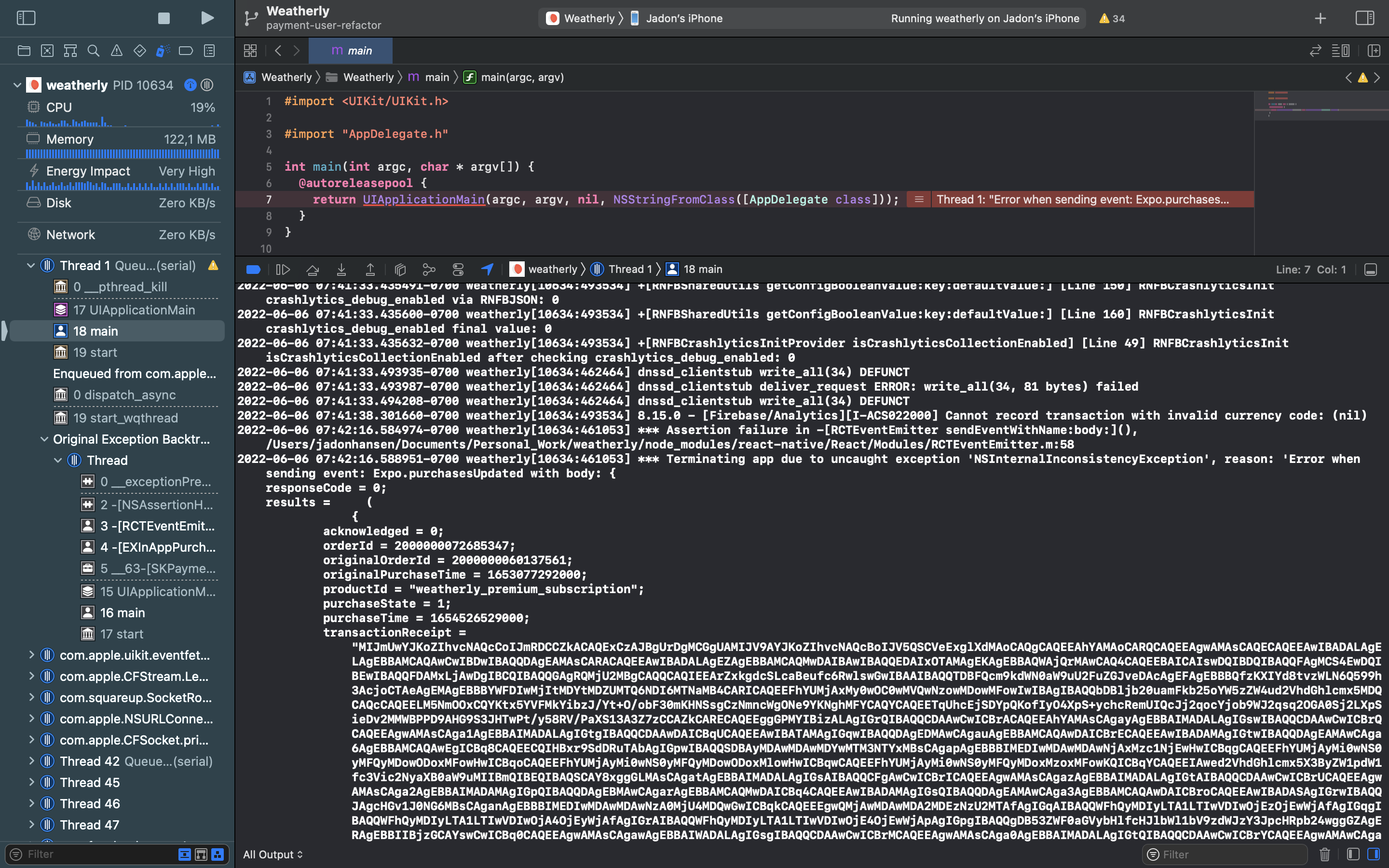 Error when sending event: Expo.purchasesUpdated · Issue #17763 · expo ...