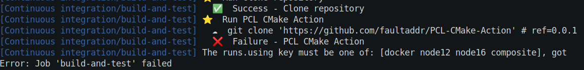 [Question:question:] The runs.using key in action.yml must be one of: [docker node12 node 16 ...