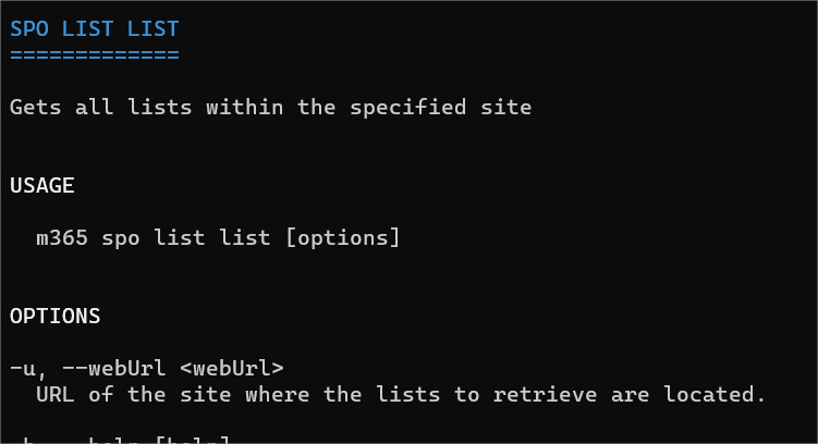 Help formatting in terminal · Issue #4529 · pnp/cli-microsoft365 · GitHub