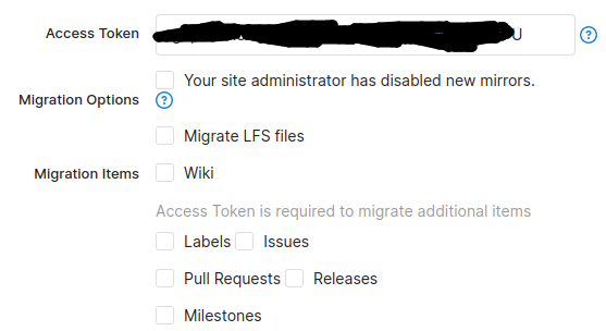 Repo migration autocomplete token keep checkboxes disabled · Issue #18512 · go-gitea/gitea · GitHub