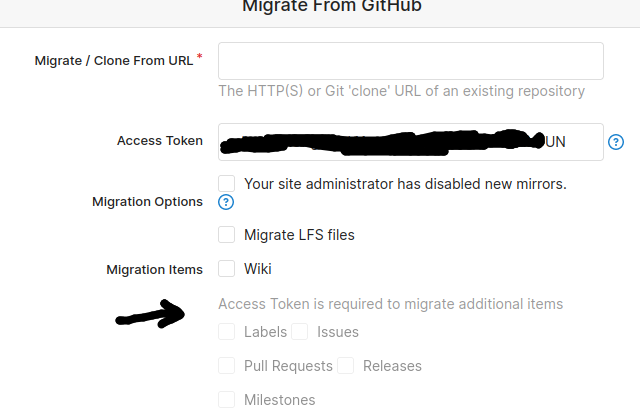 Repo migration autocomplete token keep checkboxes disabled · Issue #18512 · go-gitea/gitea · GitHub