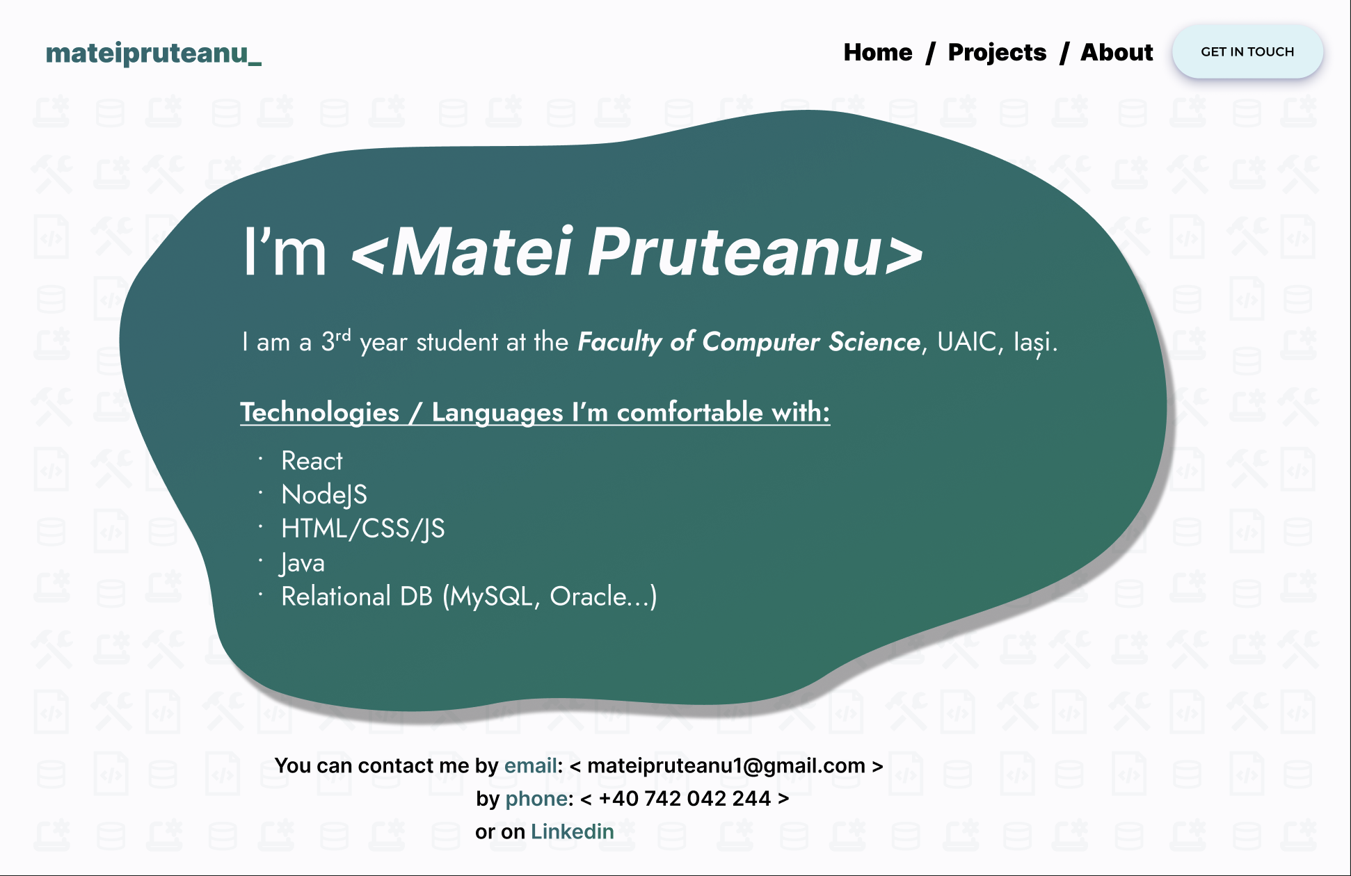 GitHub - mateipruteanu/mateipruteanu.dev: My Portofolio Website. React for Frontend, NodeJS for ...