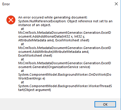 Issue With Meta Data Document Generator. · Issue #12 · MscrmTools/MsCrmTools ...